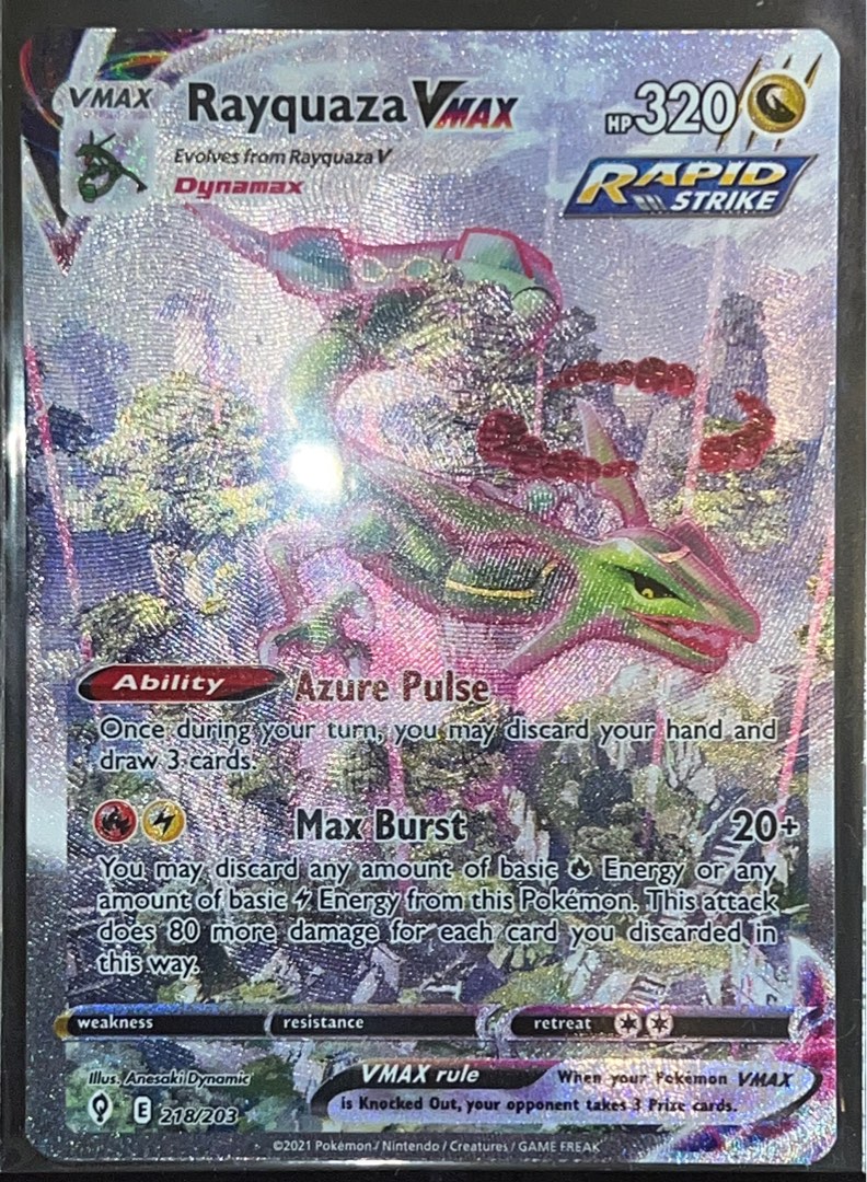 Rayquaza VMax Evolving Skies - Alternate Art, Hobbies & Toys, Toys ...
