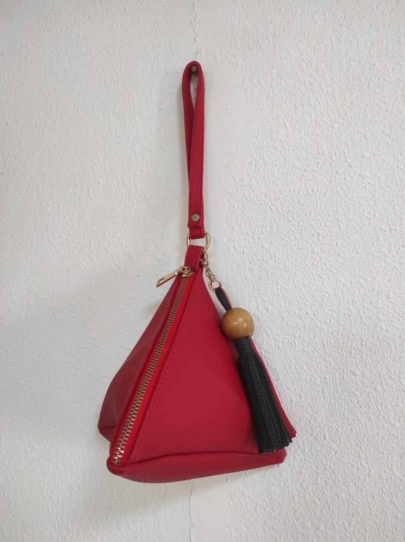 Red Triangular Pouch, Women's Fashion, Bags & Wallets, Purses & Pouches ...