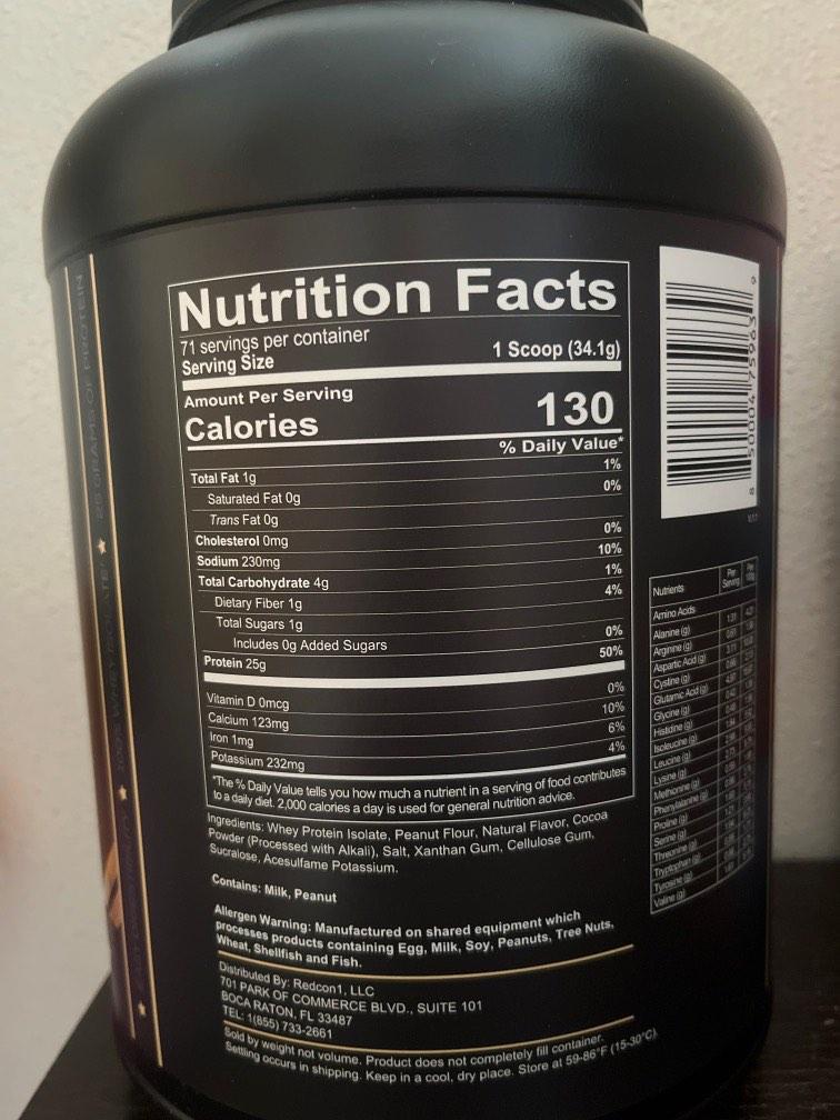 Redcon one protein powder (choco pb), Health & Nutrition, Health ...