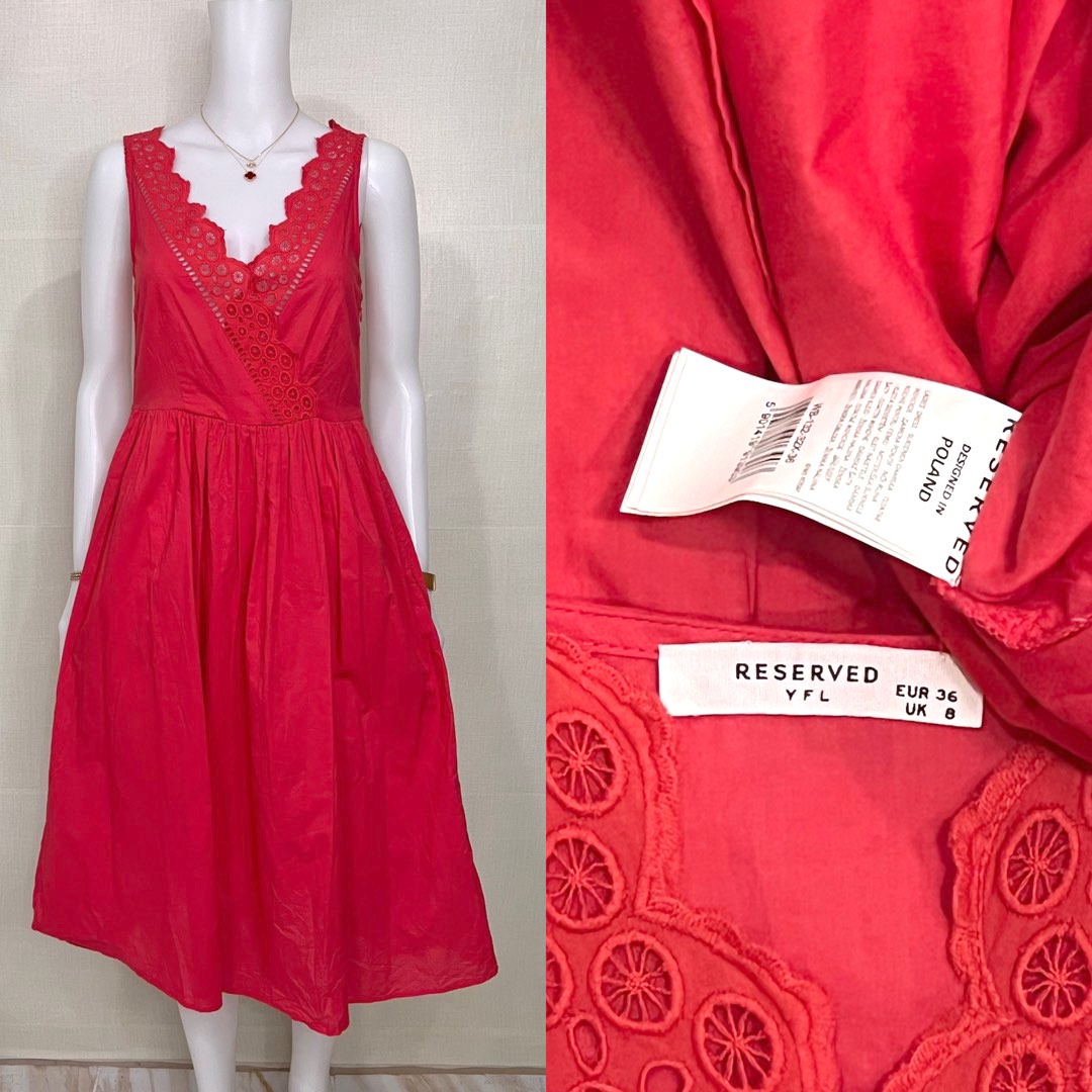 Reserved Eyelet Detail Maxi Dress, Women's Fashion, Dresses & Sets ...