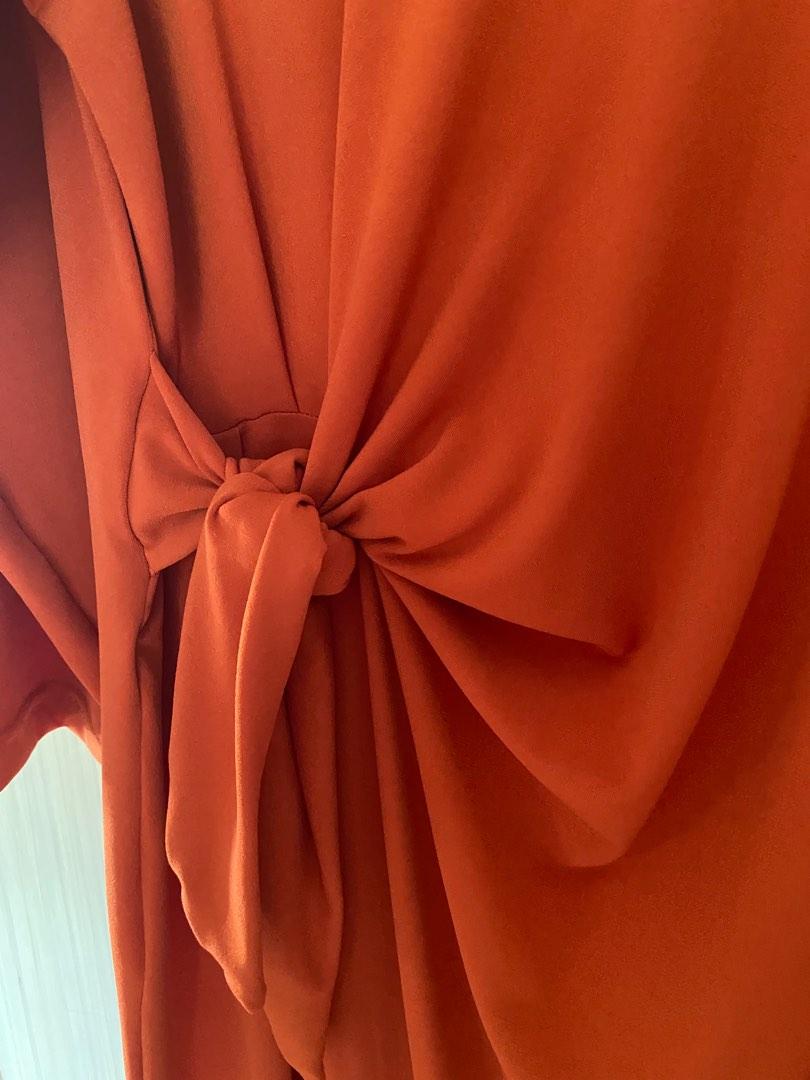 Rust colored jersey wrap dress, Women's Fashion, Dresses & Sets ...