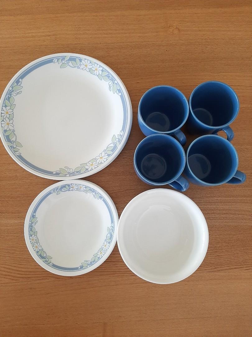 Set of Corelle plates, side plates, bowls and mugs set (RESERVED ...