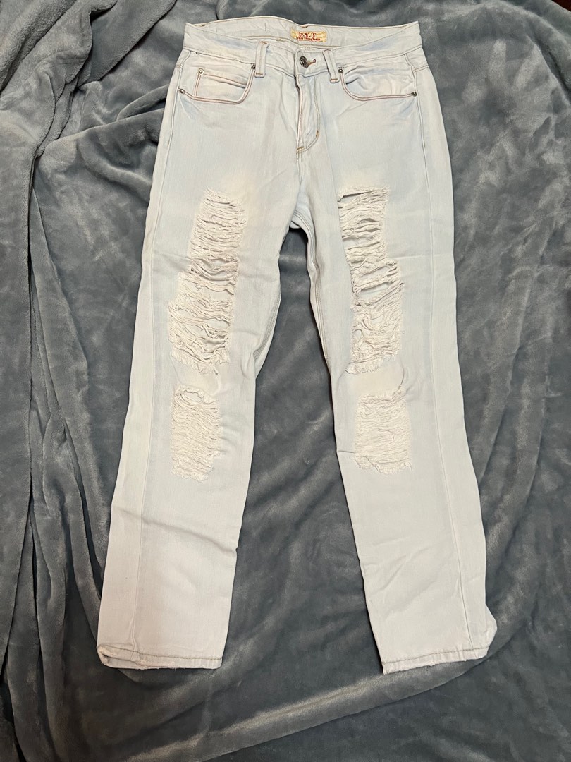 Tattered jeans, Women's Fashion, Bottoms, Jeans on Carousell