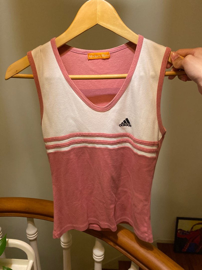 thrifted pink adidas top, Women's Fashion, Tops, Sleeveless on Carousell