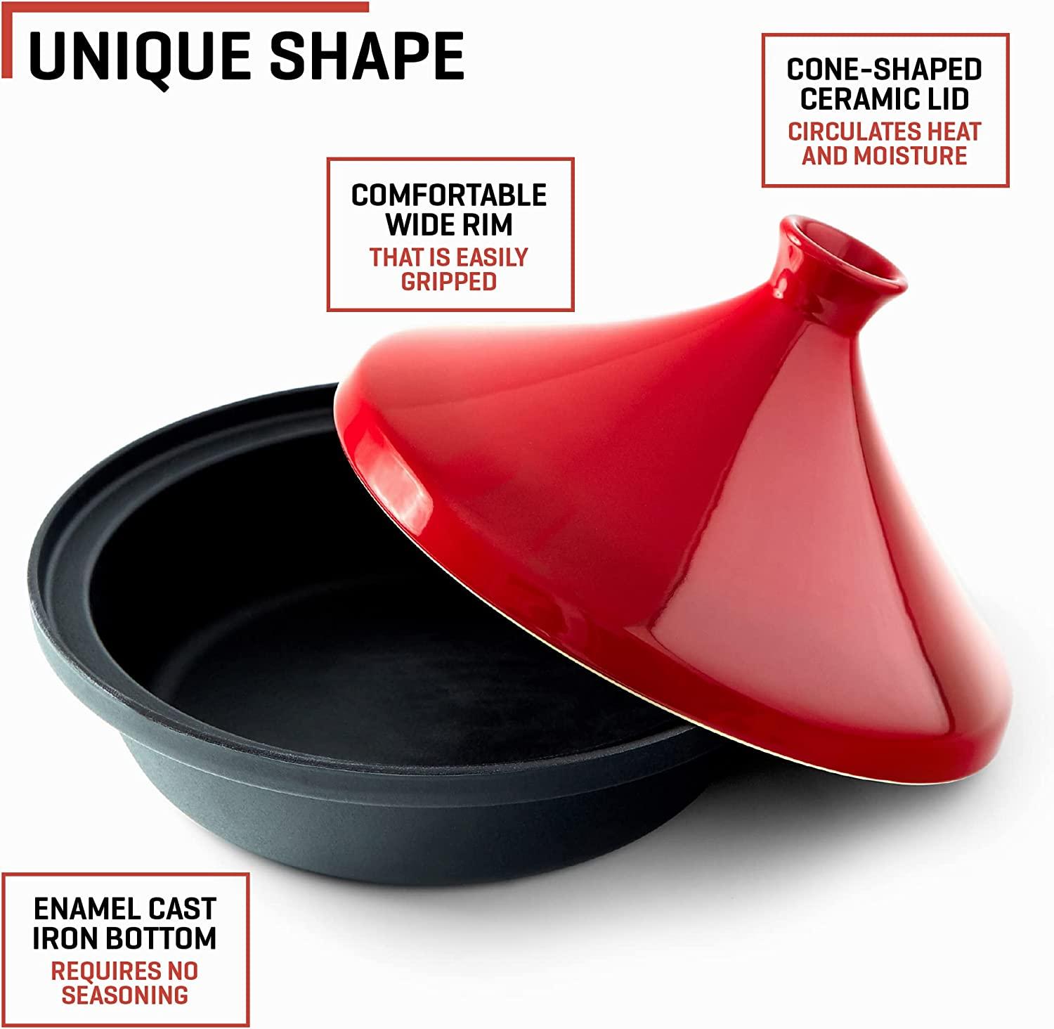 Uno Casa Tagine Pot - 3.65-Quart Moroccan Tajine with Enameled Cast ...