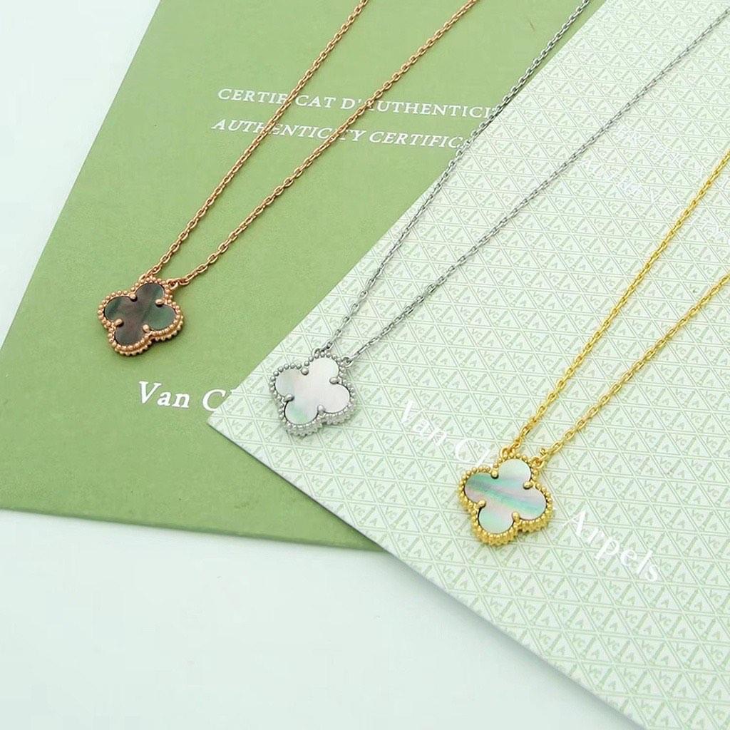 Van cleef 18k plated clover luxury necklace preorder, Women's Fashion ...