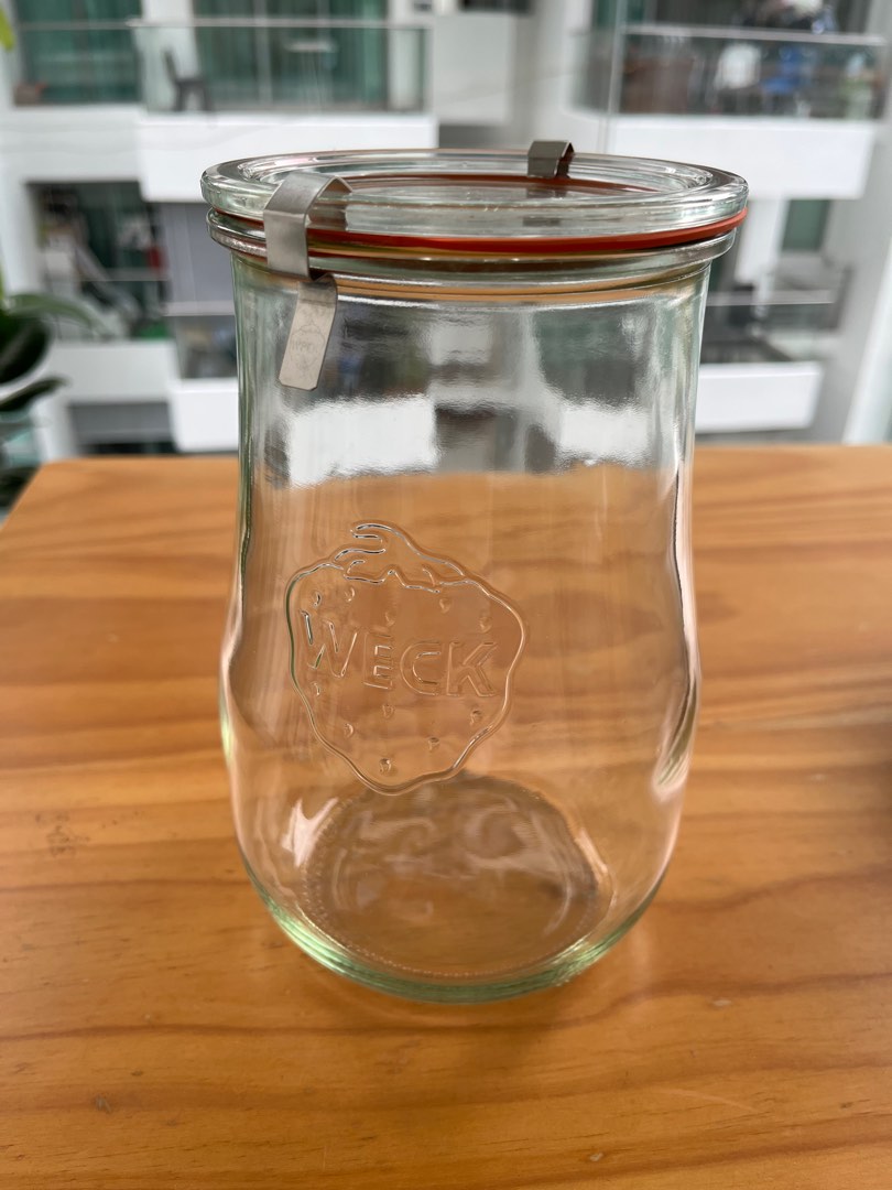 Weck Clear Sealed Glass Jar, Furniture & Home Living, Kitchenware & Tableware, Other Kitchenware ...