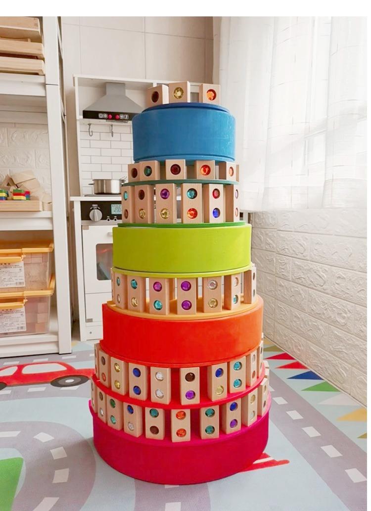 Wooden Street Blocks (128 Pcs) with Sparkling Acrylic Gem / Sparkling ...