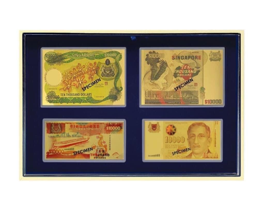 $10000 Gold Foil Replica Banknote Orchid,Bird,ship & Portrait, Hobbies ...