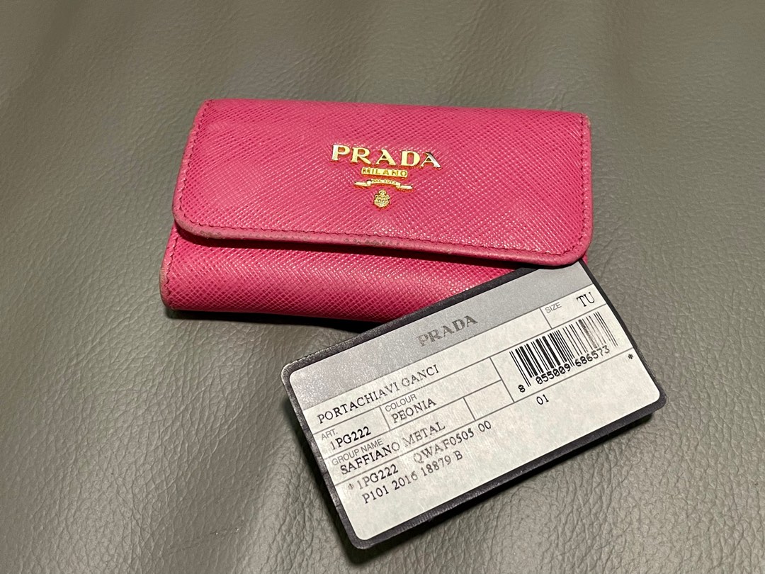100% Authentic Prada Saffiano Leather Keychain, Women's Fashion, Bags ...