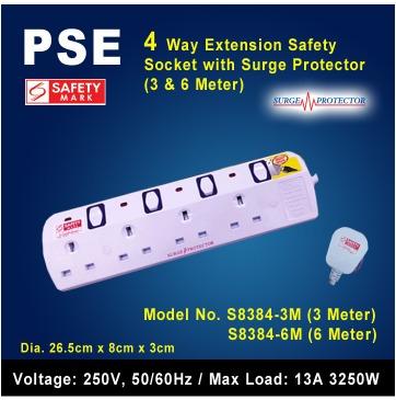 2/3/4/5/6 Way Extension Safety Socket with Surge Protection & Safety ...