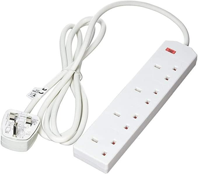 4 WAY EXTENTION LEAD 2M 13A 4 WAY GANG POWER MAIN EXTENSION, TV & Home ...