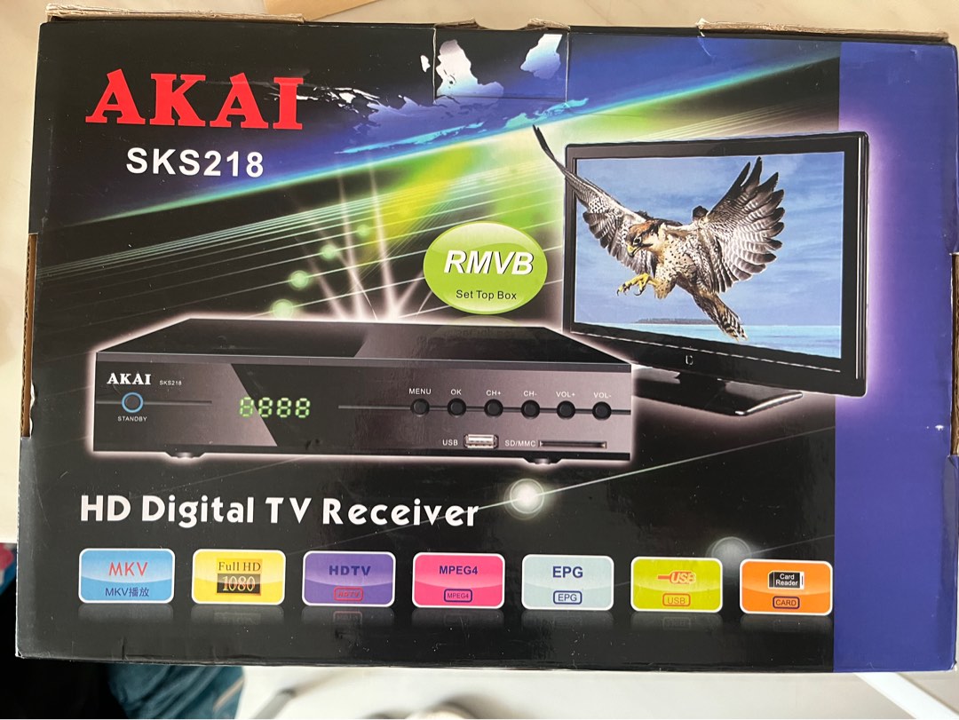 （9成新）AKAI SKS218 高清機頂盒解碼器 HDTV Set Top Box 連遙控 Remote, 家庭電器, 電視 & 其他娛樂 ...