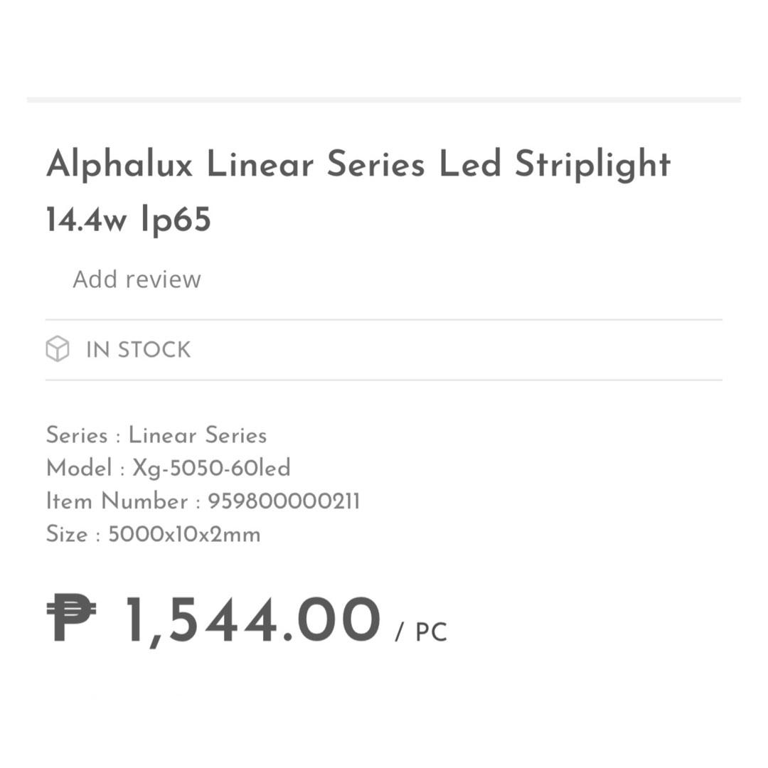 Alphalux Linear Series Led Striplight 14.4w 1p65 / 5M / Bought at ...