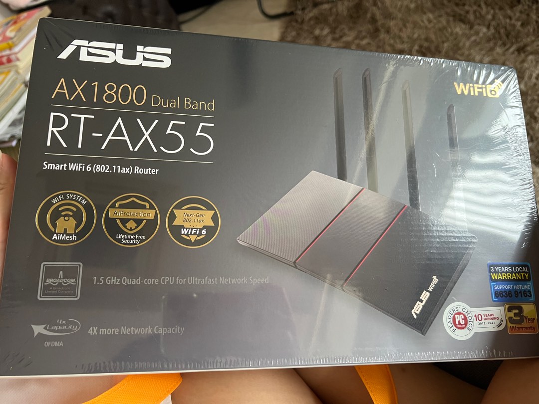 Asus AX1800 dual band RT-AX55 smart wifi router, Computers & Tech ...