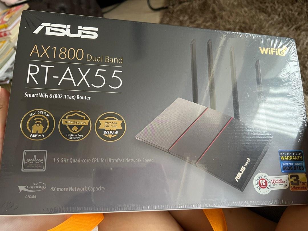 Asus AX1800 dual band RT-AX55 smart wifi router, Computers & Tech ...