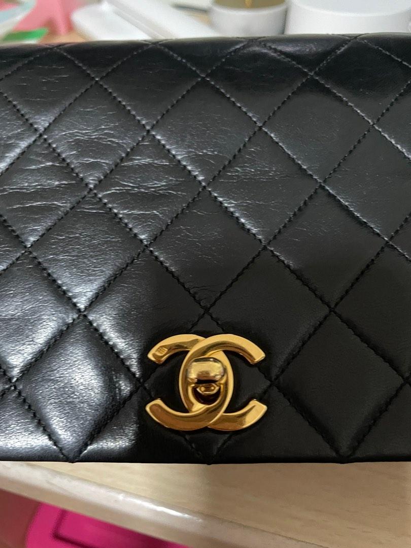 Authentic Vintage Chanel Classic Full Flap 23cm Bag (Black Lambskin ...