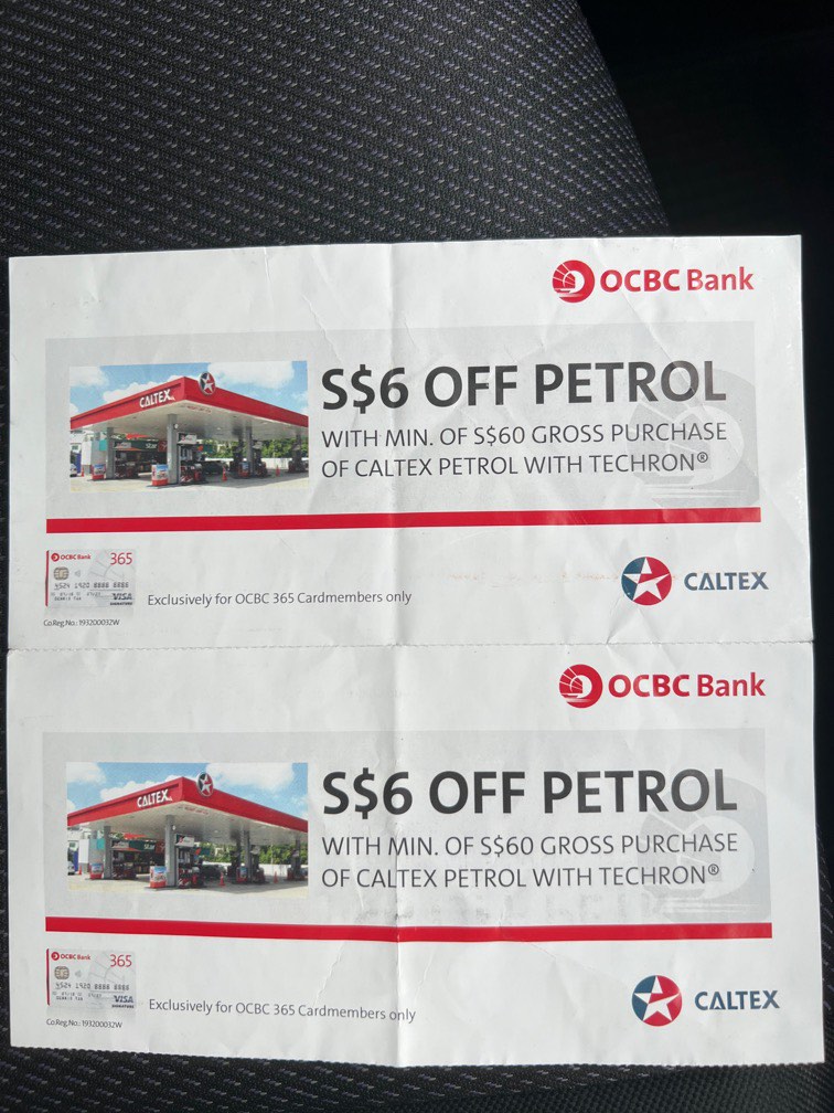 Caltex with OCBC 365, Tickets & Vouchers, Vouchers on Carousell