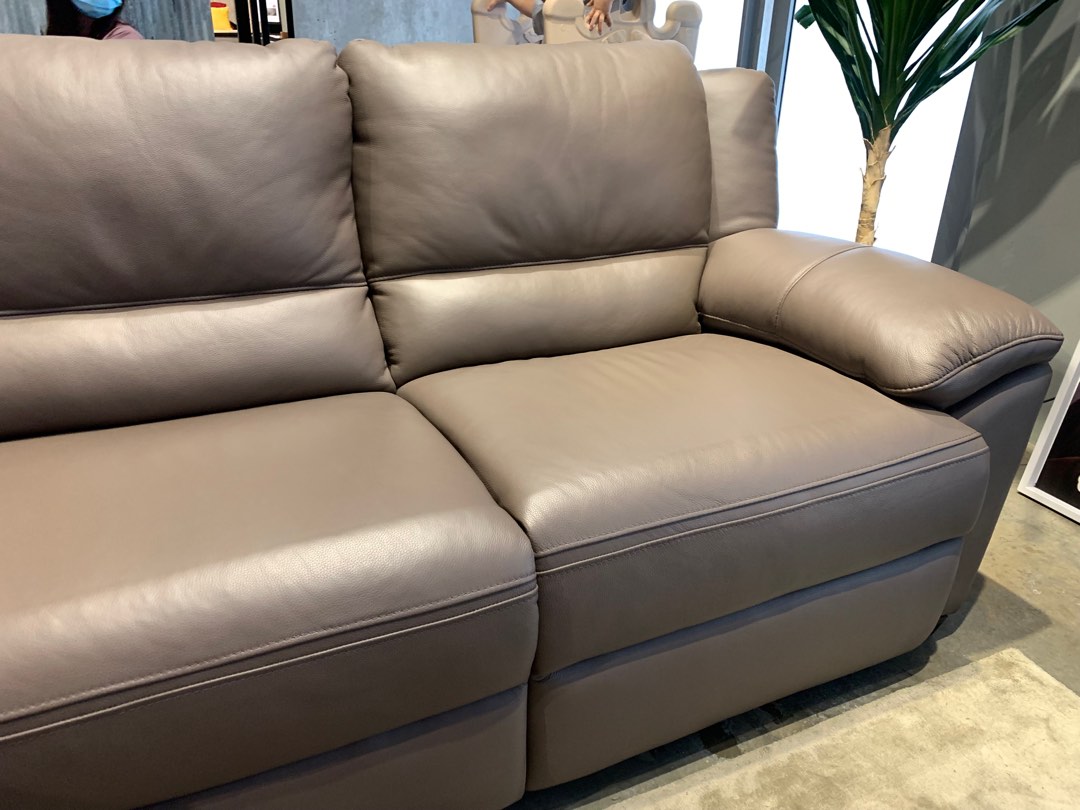 CELLINI Delaere Motorised Leather Recliner Sofa 3 seater, Furniture ...