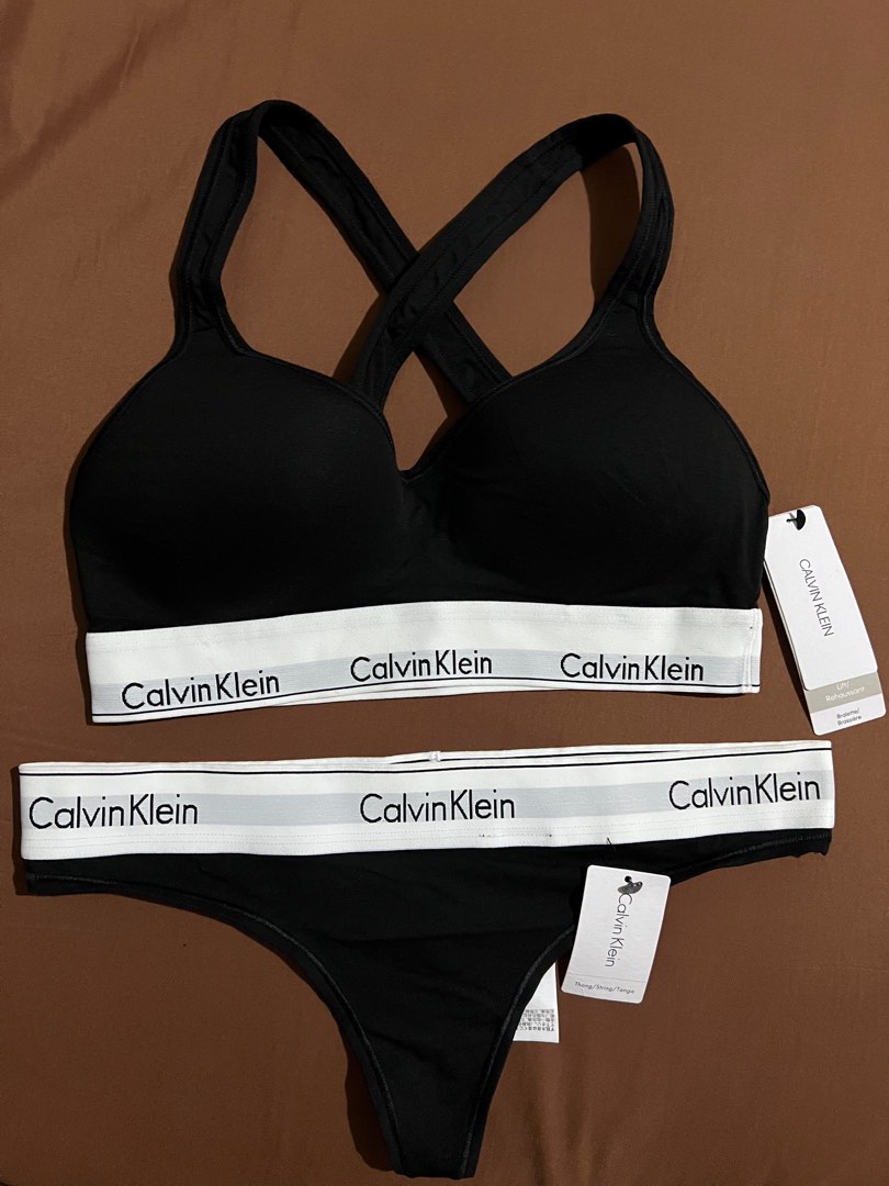 CK Bralette and Thong/String/Tanga Set, Women's Fashion, Undergarments ...