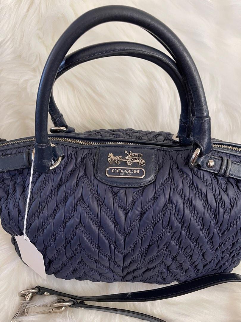 Coach Navy Satchel, Luxury, Bags & Wallets on Carousell