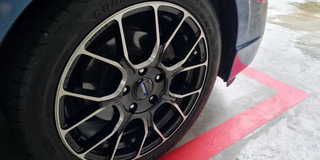 Rays Gram light Azure 57 BNA 17x7 + 45 5x114.3, Car Accessories, Tyres ...