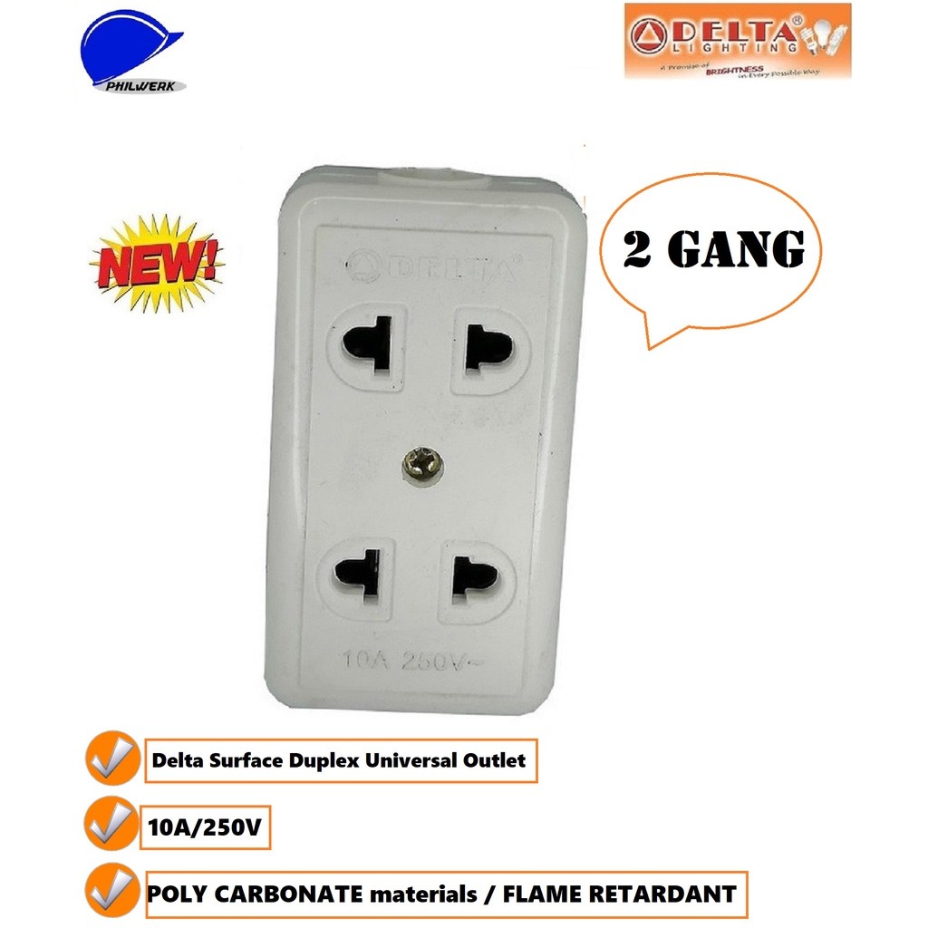 DELTA Outlet 2 GANG Surface Duplex Universal SODU2, Commercial ...