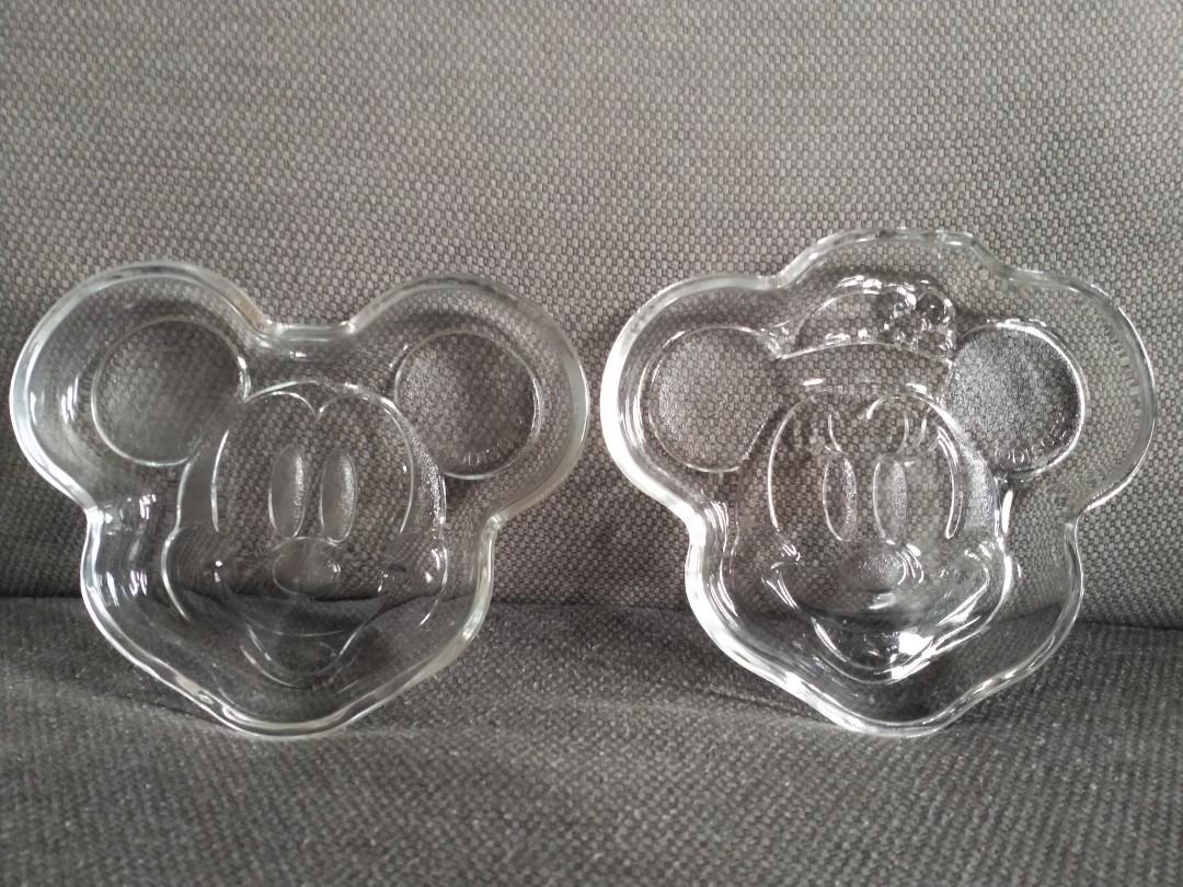 Disney Mickey And Minnie Head Shaped Glass Plate, Hobbies & Toys ...