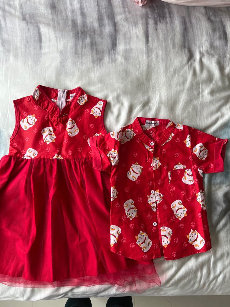 EUC Bumble Tots CNY matching sibling outfit, Babies & Kids, Babies ...