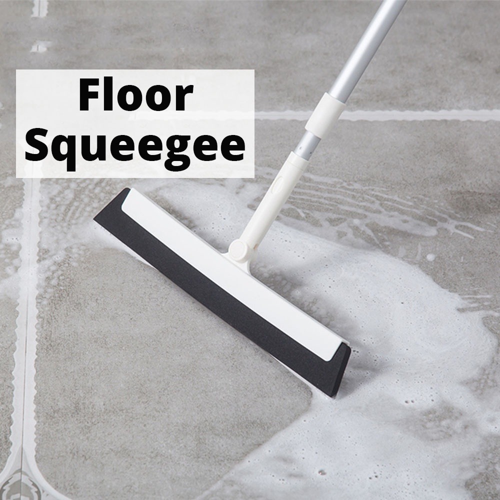 Floor Squeegee with Extension Long Handle Rubber Blade for Cleaning Wet ...