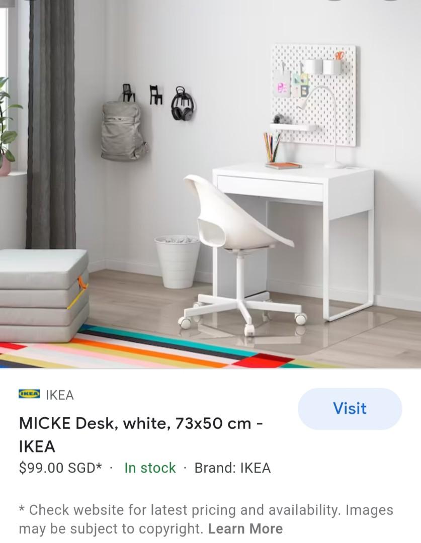 Ikea Study table pink and white Bestseller !!, Furniture & Home Living ...