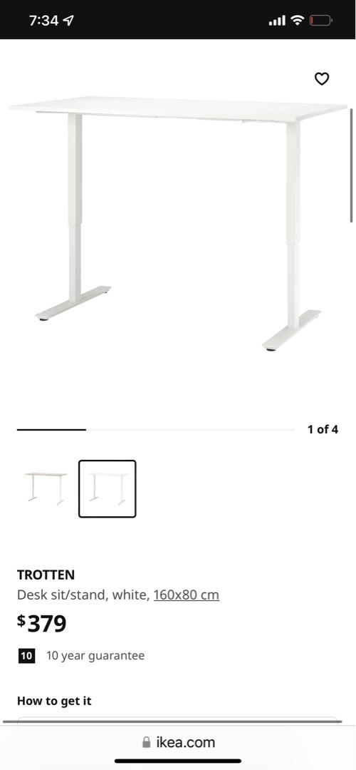 IKEA TROTTEN study table desk sit/stand -35%off, Furniture & Home ...