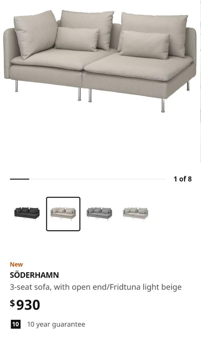 Ikea White/Light Grey Soderhamn Sofa, Furniture & Home Living ...