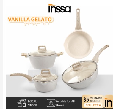 INSSA Fry Pan/Wok/Soup Pot/Saucepan with Lid Maifan Stone Pour Spout ...