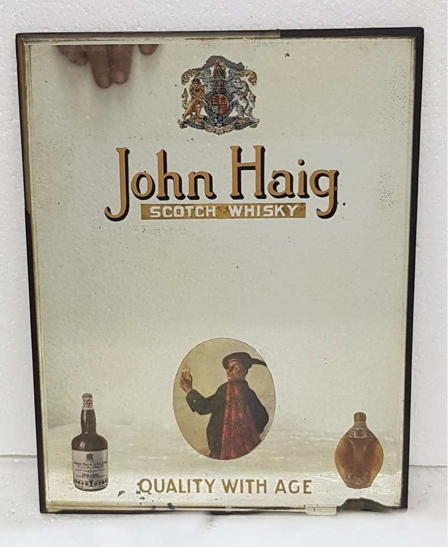 John Haig scotch whiskey sign mirror frame, Furniture & Home Living ...