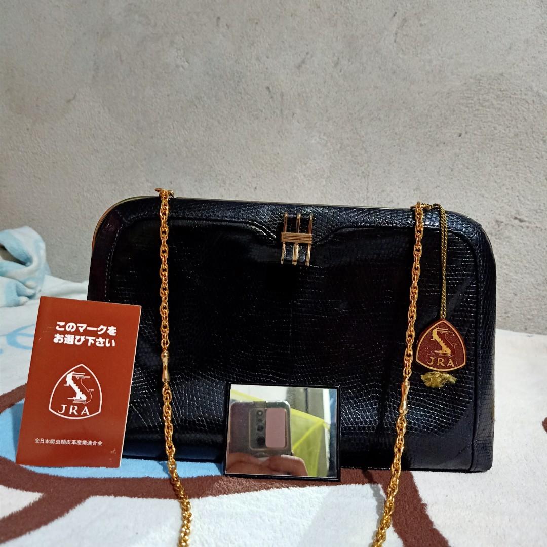 JRA! Genuine Lizard Skin Chain Sling Clutch Bag, Luxury, Bags & Wallets ...
