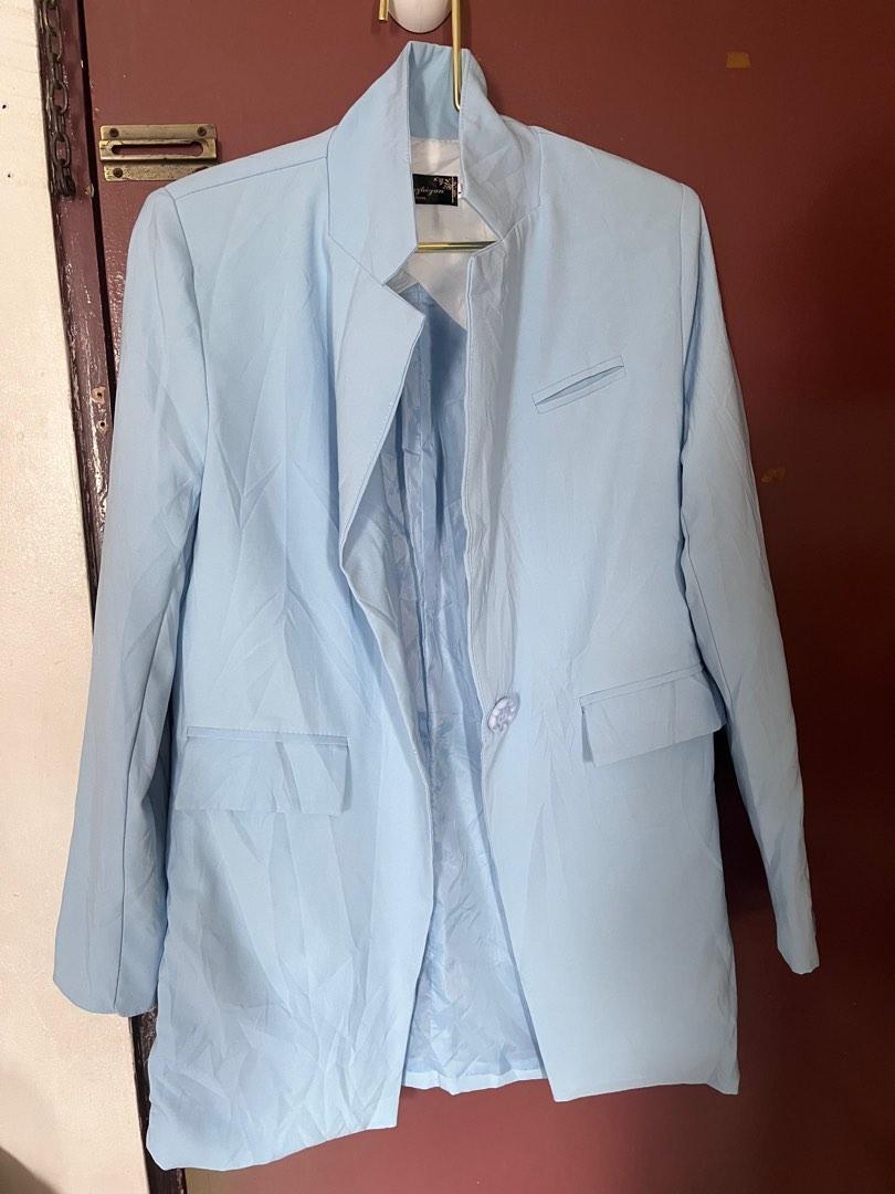 Light Blue Coat, Women's Fashion, Coats, Jackets and Outerwear on Carousell