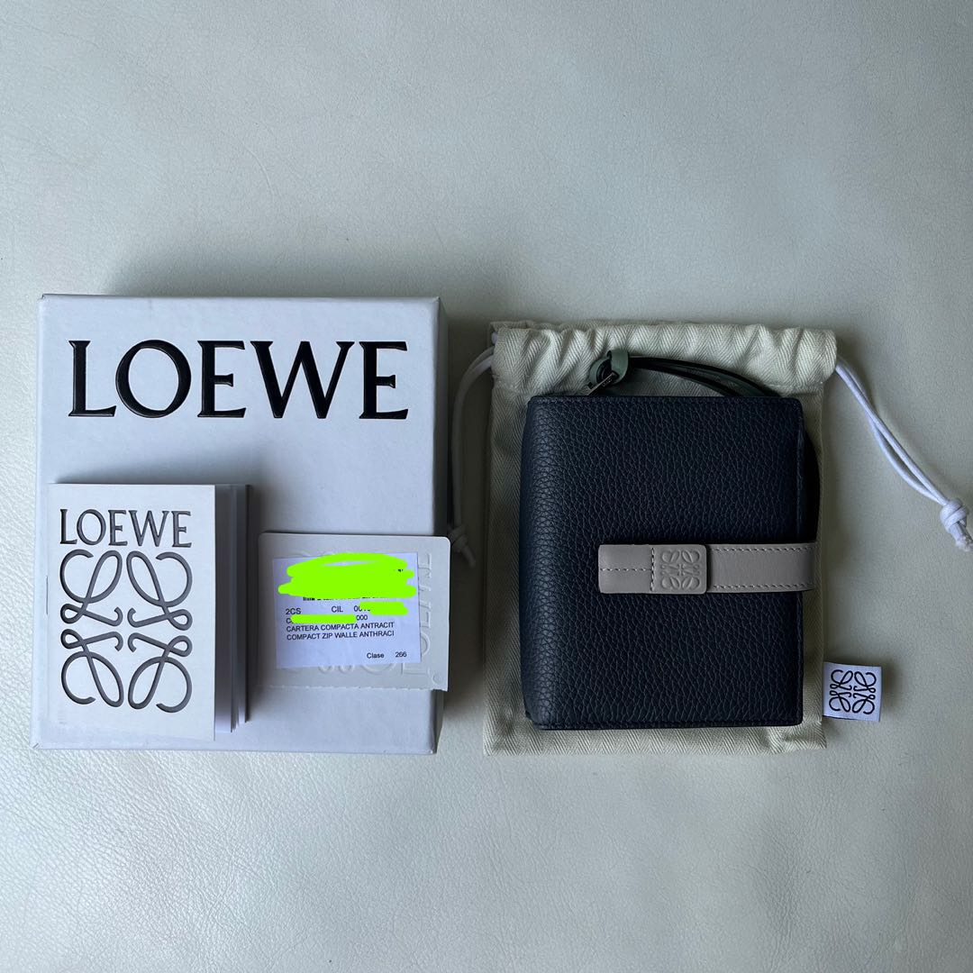 Loewe Compact Zip Wallet Soft Grained Calfskin in Anthracite, Luxury ...