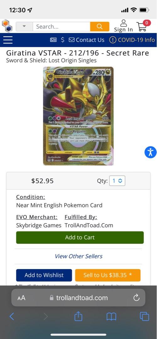 Lost Origin Giratina Gold Vstar HR, Hobbies & Toys, Toys & Games on Carousell