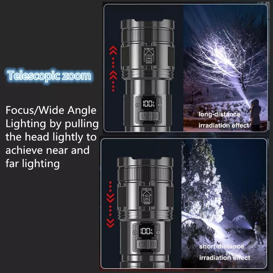 M60 Pro High Power P90+COB LED Tail Light Zoom Flashlight Built-in ...
