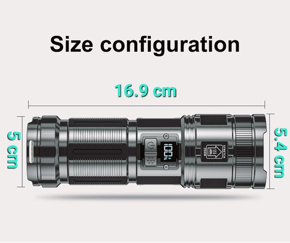 M60 Pro High Power P90+COB LED Tail Light Zoom Flashlight Built-in ...