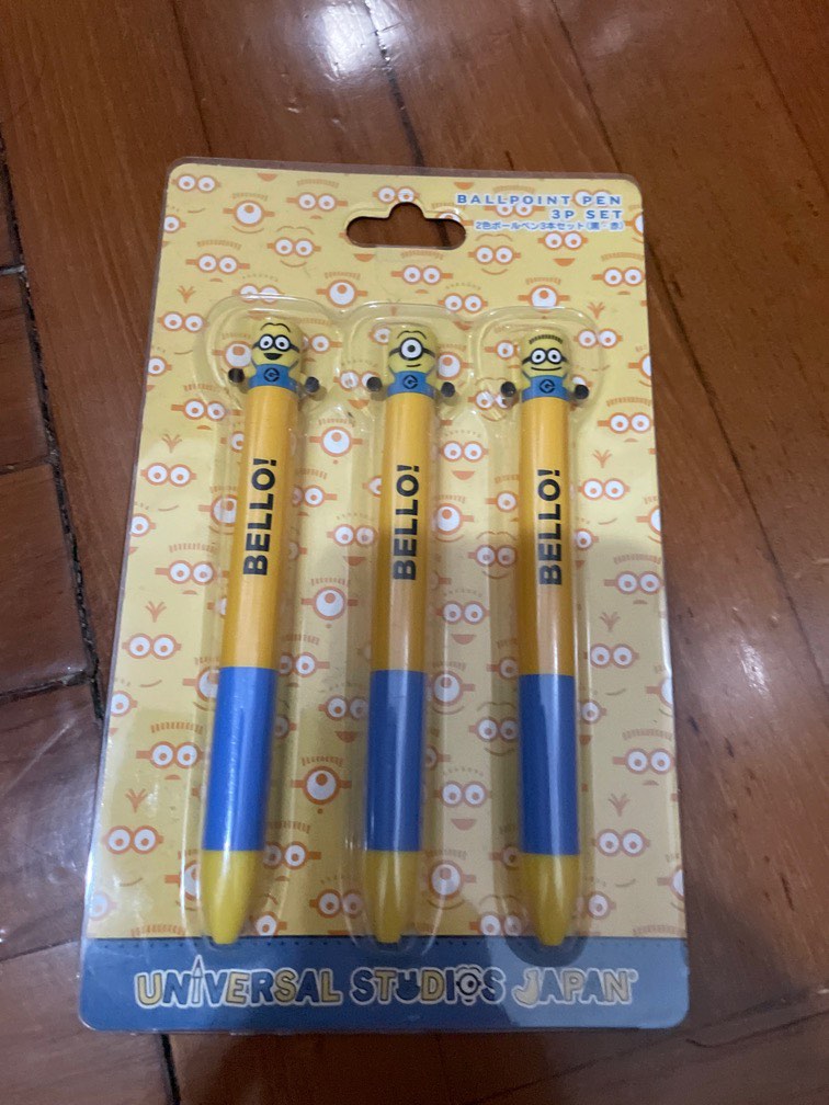 Minion Ballpoint pen 3p set (bought in Universal Studio Japan), 興趣及遊戲 ...