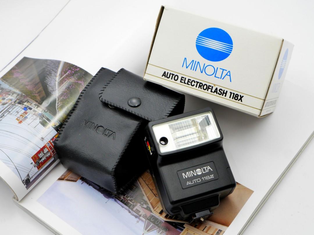 Minolta Auto 118X Flash Full Box Set, Photography, Cameras on Carousell