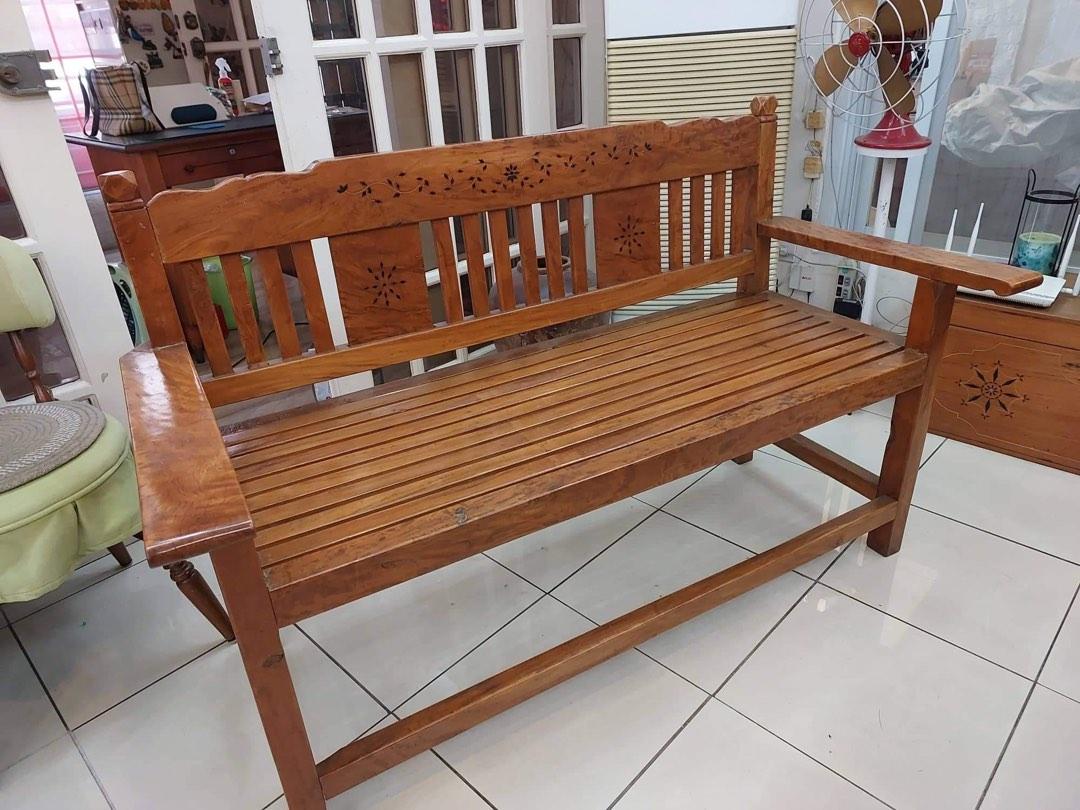 Molave solid wood kapiya settee Lounge Bench, Furniture & Home Living ...