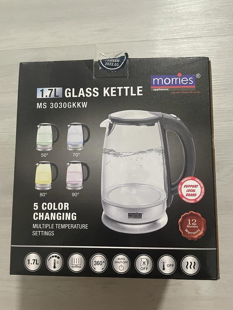MORRIES 1.7L ELECTRIC GLASS KETTLE MS-3030GKKW (5 LED COLOUR), TV ...