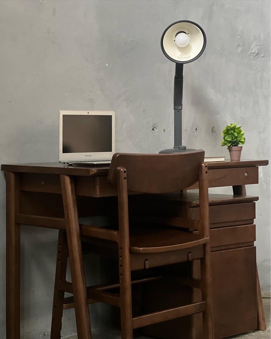 oak complete study/work desk set, Furniture & Home Living, Furniture ...