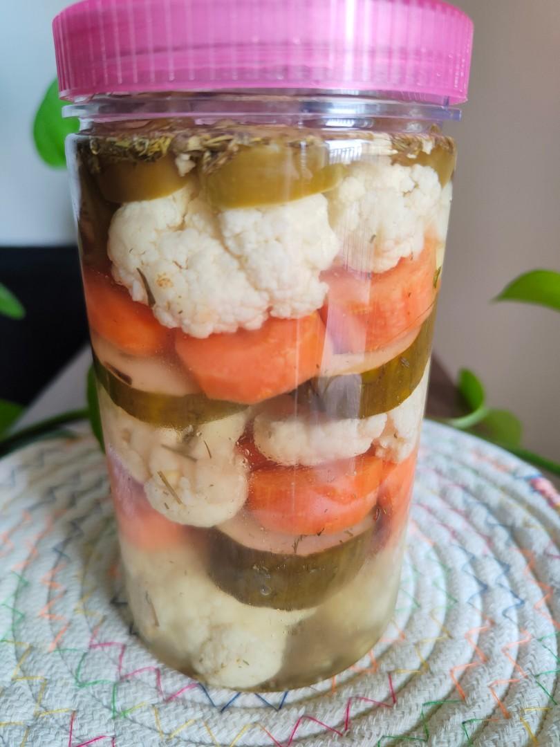 Persian Turkish Mixed vegetable salty pickle Cauliflower cucamver ...