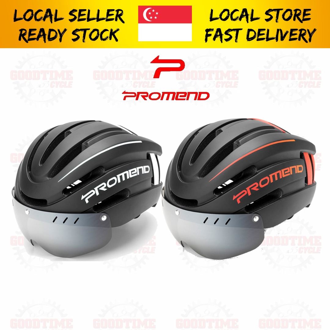 Promend Bicycle Lightweight Safety Helmet With Magnetic Visor And Rear ...