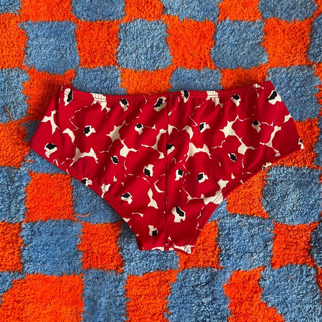 Red Floral Bikini Bottom Swimsuit Only, Women's Fashion, Swimwear ...