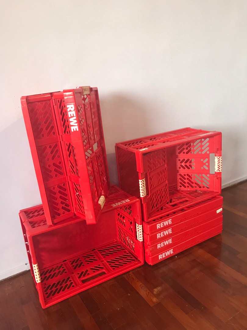 REWE Collapsible Sturdy Hard Plastic Carton / Crate, Furniture & Home ...